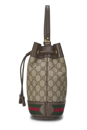 Gucci Gg Supreme Canvas Ophidia Bucket Bag - Brown