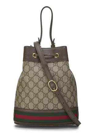 Gucci Gg Supreme Canvas Ophidia Bucket Bag - Brown