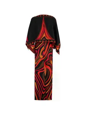 Emilio Pucci Marmo Print Cape-overlay Maxi Dress