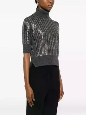 Ermanno Scervino Sequin-embellished Short-sleeve Sweater