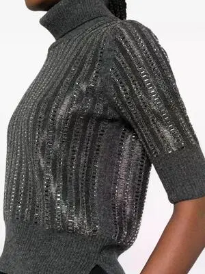 Ermanno Scervino Sequin-embellished Short-sleeve Sweater
