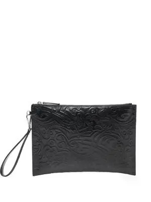 John Richmond Embossed-logo Wristlet Pouch - Black