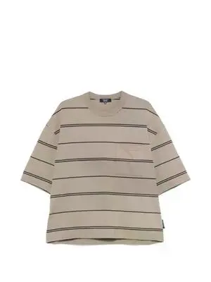 Comme Des Garçons Striped Chest-pocket T-shirt - Brown
