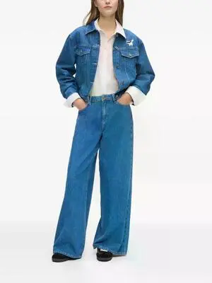 Karl Lagerfeld Wide Leg Jeans With Ikon Choupette Motif - Blue