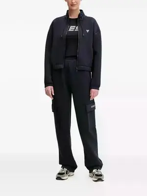 Guess Embellished Logo Zip-up Sweatshirt - Black