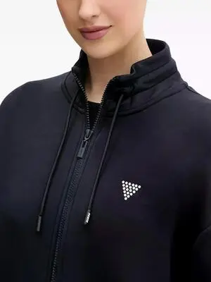 Guess Embellished Logo Zip-up Sweatshirt - Black