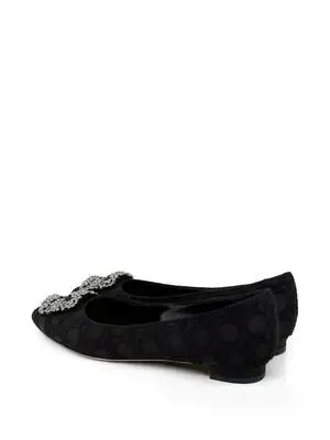 Manolo Blahnik Hangisi Crystal-buckle Ballet Flats - Black