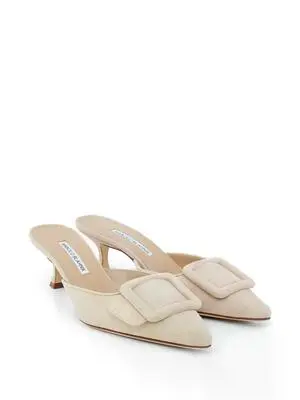 Manolo Blahnik Maysale Suede Mules