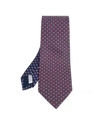 FERRAGAMO Butterfly-print Silk Neck Tie - Blue