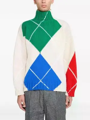 JW Anderson Argyle Knit Turtleneck Sweater - Neutrals