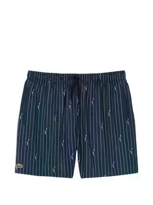 Lacoste Pinstripe Pattern Swim Shorts - Black