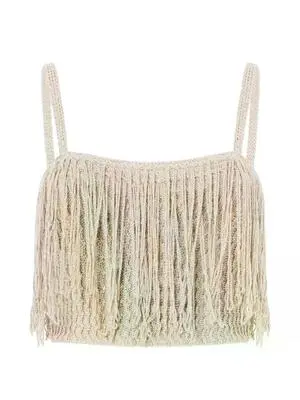 Pinko Paeonia Fringe-trimmed Top - Brown