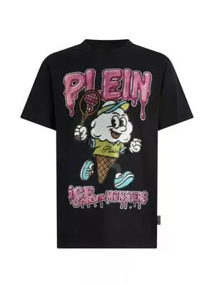 Philipp Plein Tennis Ice Cream Round Neck T-shirt - Black