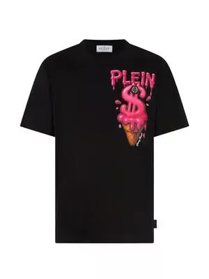 Philipp Plein Round Neck T-shirt Ice Cream Dollar - Black
