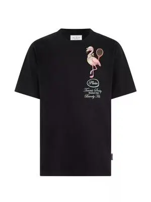 Philipp Plein Round Neck T-shirt Flamingo Tennis Society