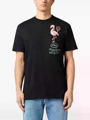 Philipp Plein Round Neck T-shirt Flamingo Tennis Society