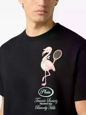 Philipp Plein Round Neck T-shirt Flamingo Tennis Society