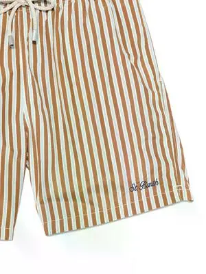 MC2 SAINT BARTH Striped Drawstring Swim Shorts - Brown