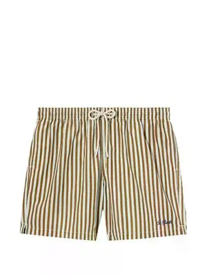 MC2 SAINT BARTH Striped Drawstring Swim Shorts - Brown