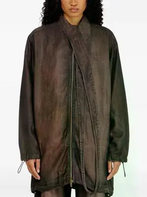DIESEL® Extra-long Collar Zip-up Denim Jacket