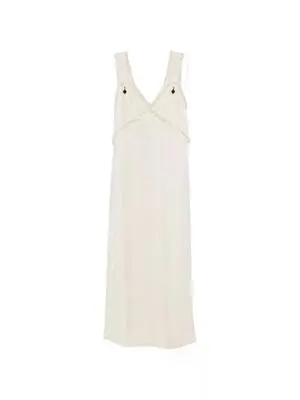 TOTEME V-neck Raw Slip Maxi Dress - Neutrals