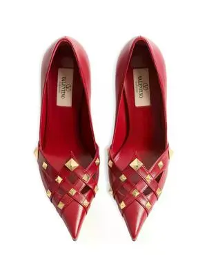Valentino Garavani Studded Kidskin Pumps 100mm - Red
