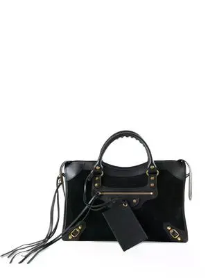 Balenciaga Le City Bag Medium Suede-panelled Tote Bag - Black