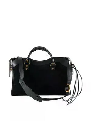 Balenciaga Le City Bag Medium Suede-panelled Tote Bag - Black