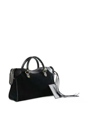 Balenciaga Le City Bag Medium Suede-panelled Tote Bag - Black