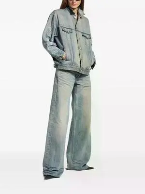 Balenciaga Lettering Denim Jacket - Blue