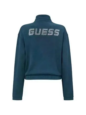 Guess Logo-studded Zip-up Hoodie - Blue