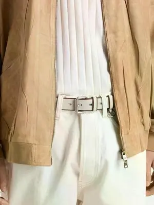Prada Leather Belt With Metal Buckle - Neutrals