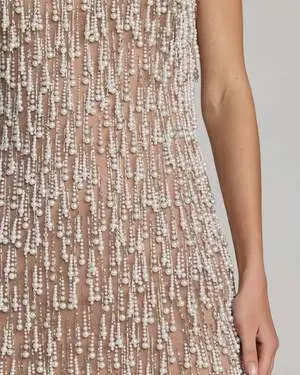 Mac Duggal Embellished Fringe Mini Dress