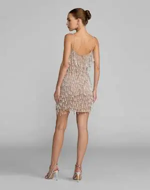 Mac Duggal Embellished Fringe Mini Dress
