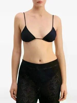 Loulou De Saison Triangle Bikini Top With Fine Straps - Black