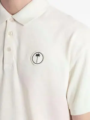 Palm Angels Logo-patch Polo Shirt - Neutrals