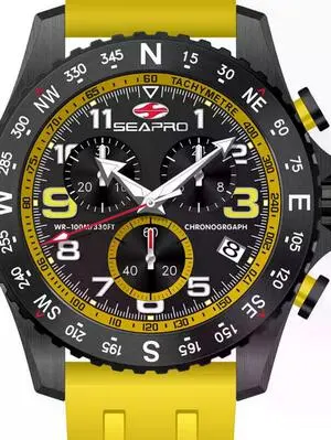 SEAPRO Gallantry 44mm Chronograph Watch - Black