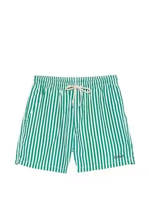 MC2 SAINT BARTH Striped Drawstring Swim Shorts - Green