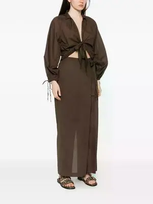 TWINSET Tie-front Top With Wide-leg - Brown