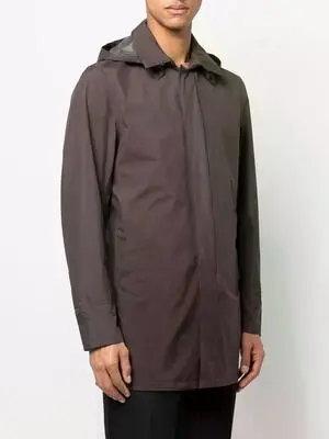 Herno Zip-up Raincoat With Detachable Hood