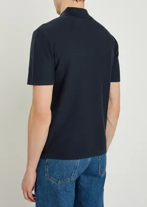 A.p.c. Cotton And Cashmere-blend Polo Shirt - Navy