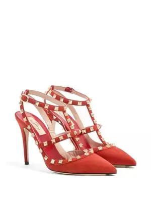 Valentino Garavani Rockstud Suede Pumps - Red