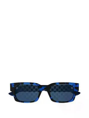 Gucci Gg Monogram Rectangle-frame Sunglasses - Blue