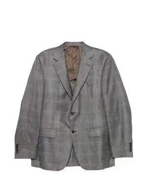 Canali Check-pattern Single-breasted Blazer - Grey
