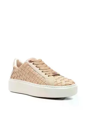 ALEXANDER SMITH Woven Leather Platform Sneakers - Neutrals
