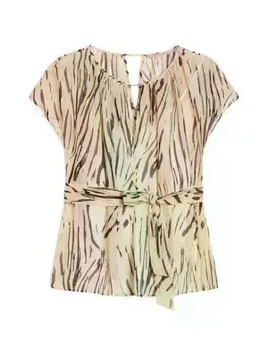 PENNYBLACK Zebra-print Belted Blouse