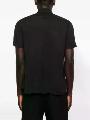 120% Lino Short-sleeve Chest-pocket Shirt - Black