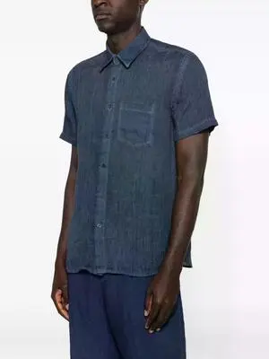 120% Lino Short-sleeved Chest-pocket Shirt - White