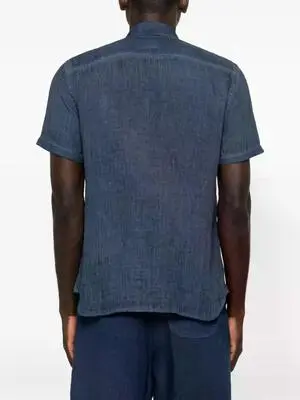 120% Lino Short-sleeved Chest-pocket Shirt - White
