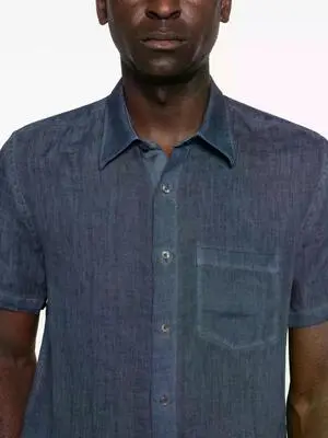 120% Lino Short-sleeved Chest-pocket Shirt - White
